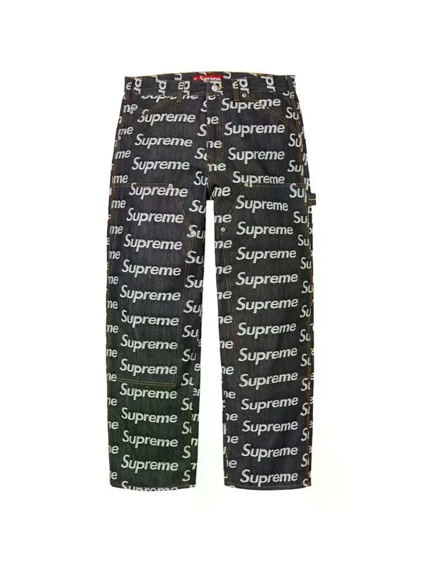 Supreme Logo-jacquard Double-knee Jeans