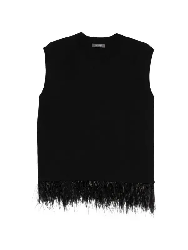 PHILO-SOFIE Feather-trimmed Vest - Black