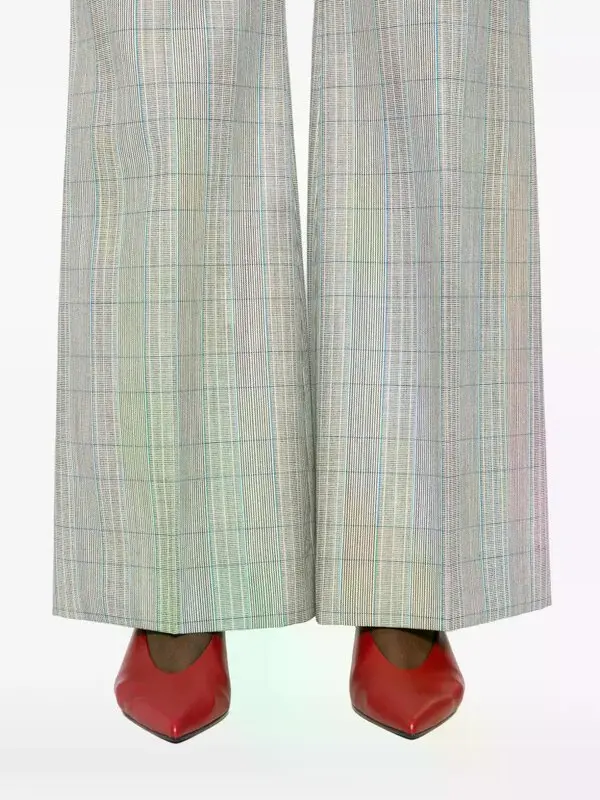Victoria Beckham Checked Wide-leg Trousers - Grey