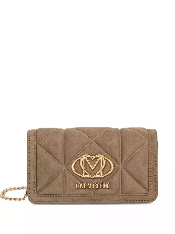 Moschino Quilted Cross Body Bag With Heart Motif - Neutrals