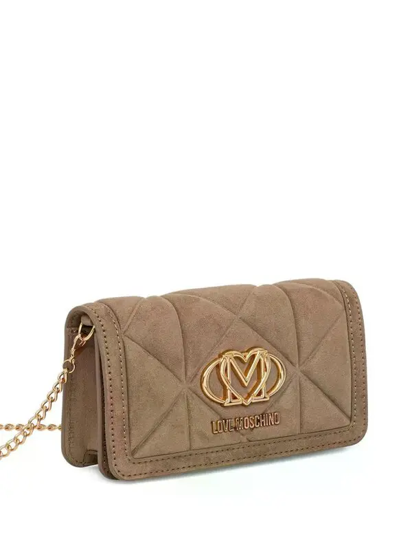 Moschino Quilted Cross Body Bag With Heart Motif - Neutrals