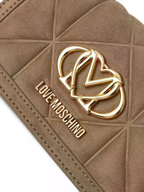 Moschino Quilted Cross Body Bag With Heart Motif - Neutrals
