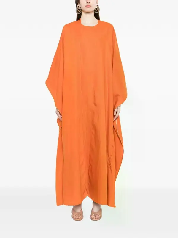bambah orange dress Bambah Floral-Print Smocked Linen Dress - Orange