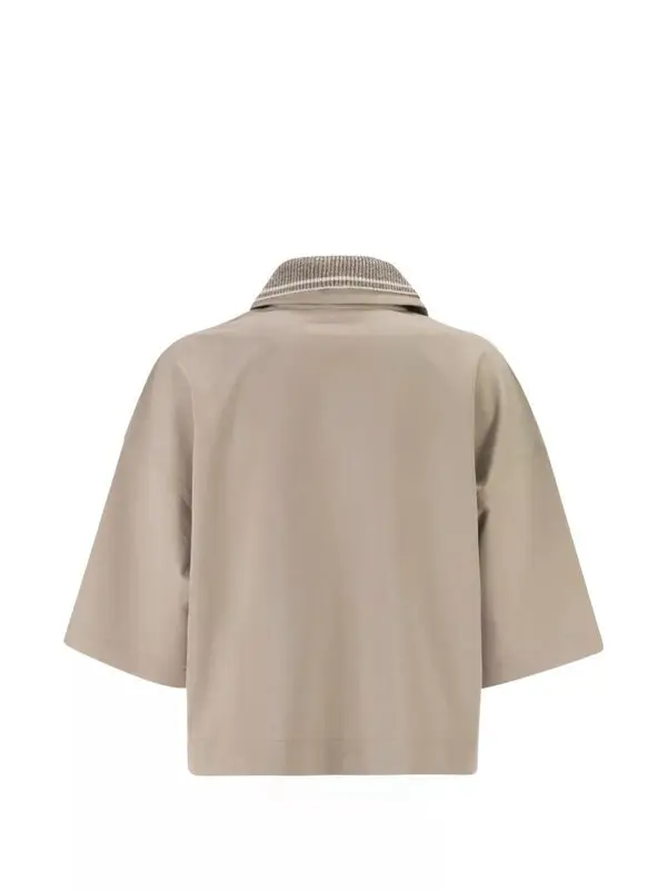 Brunello Cucinelli Techno Couture Fleece Polo Top - Neutrals