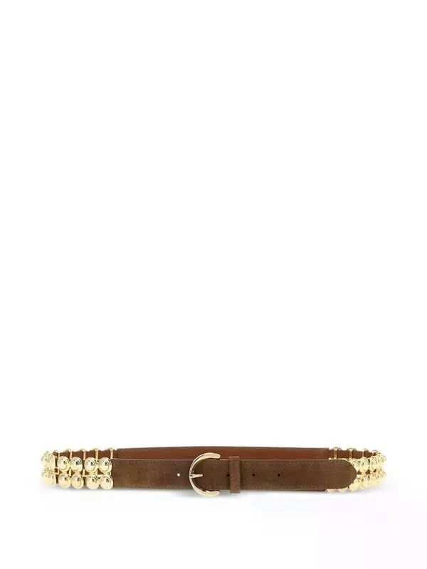 Pinko Studded Buckle Leather Belt - Brown