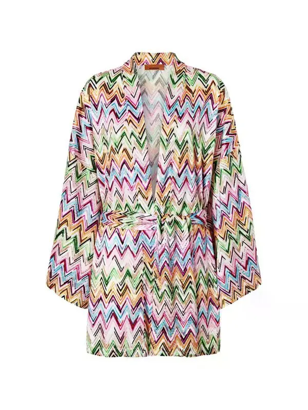 Missoni Patterned Belted Beachwear Cover-up - White