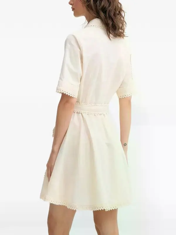 Never Fully Dressed Details-Embroidered Mini Shirt Dress In Neutrals - 24%  Off | Editorialist