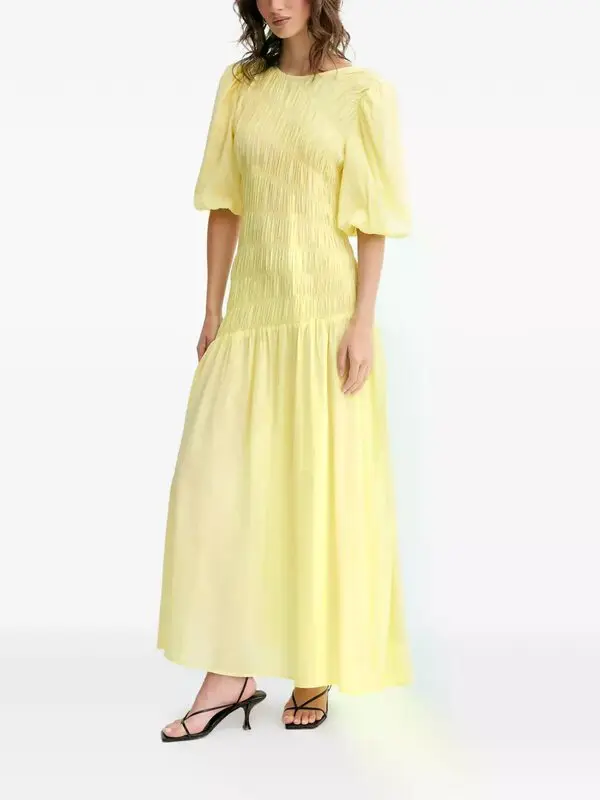 NEVER FULLY DRESSED Nara Shirred Asymmetric Maxi Dress