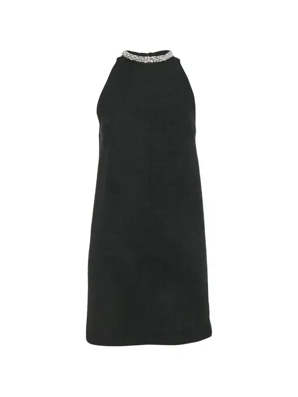 Sandro Tweed Mini Dress With Crystal Embellishments - Black