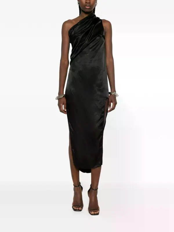 Rick Owens Athena Arrowhead One-shoulder Midi Dress - Black