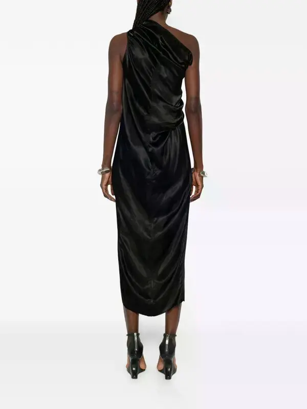 Rick Owens Athena Arrowhead One-shoulder Midi Dress - Black