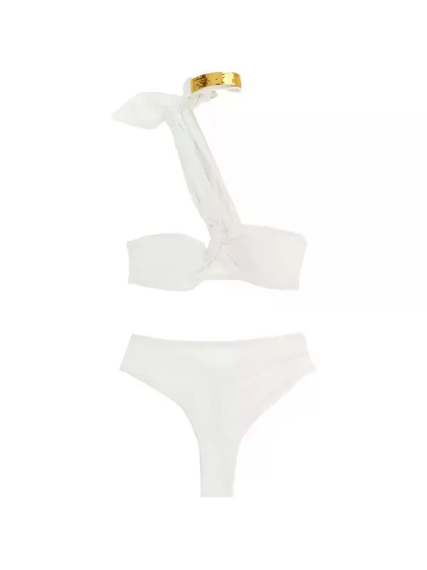 Elisabetta Franchi Jewel One-shoulder Bikini - White