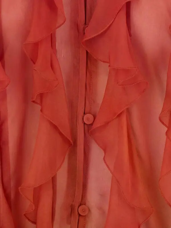 Momoni Ruffled Buttoned Top - Red
