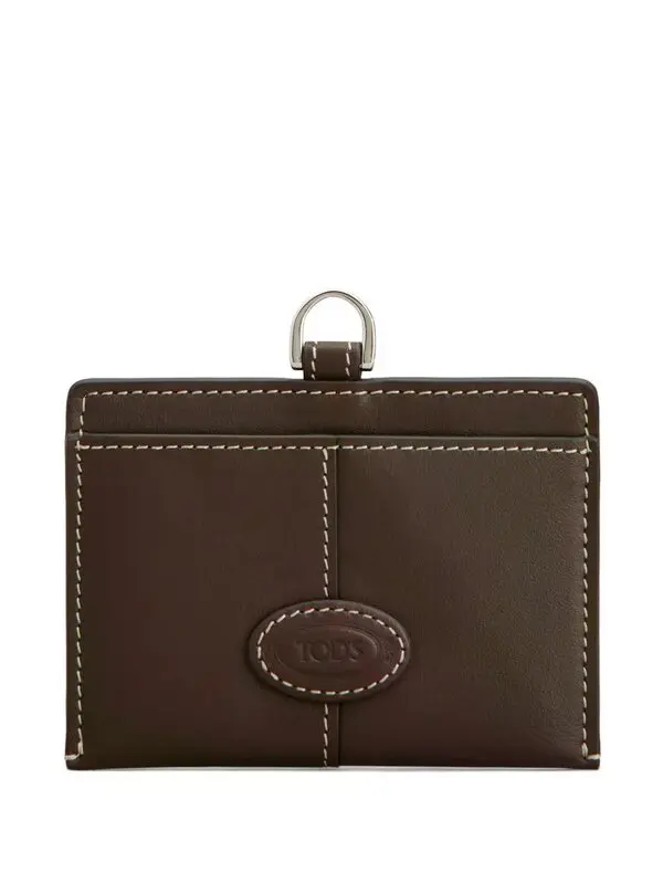 TOD'S Topstitch Badge Cardholder - Brown