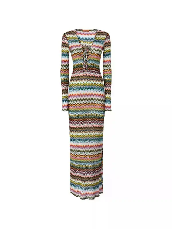 Missoni Chevron-pattern Tie Beach Dress - Blue