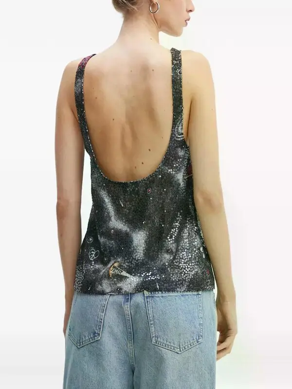 Moschino Sequin Embellished Graphic Tank Top