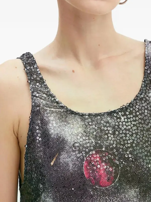 Moschino Sequin Embellished Graphic Tank Top