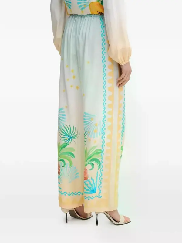 NEVER FULLY DRESSED Graphic-printed Palazzo Trousers