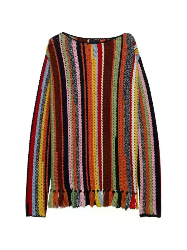 Prada Fringed Boat-neck Sweater