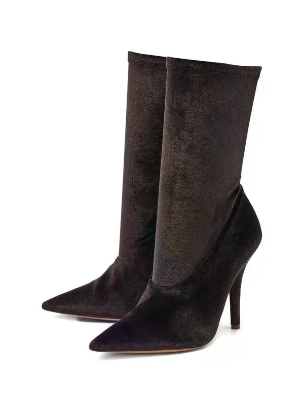 ADIDAS X YEEZY Velvet Pointed Toe Stiletto Heel Boots