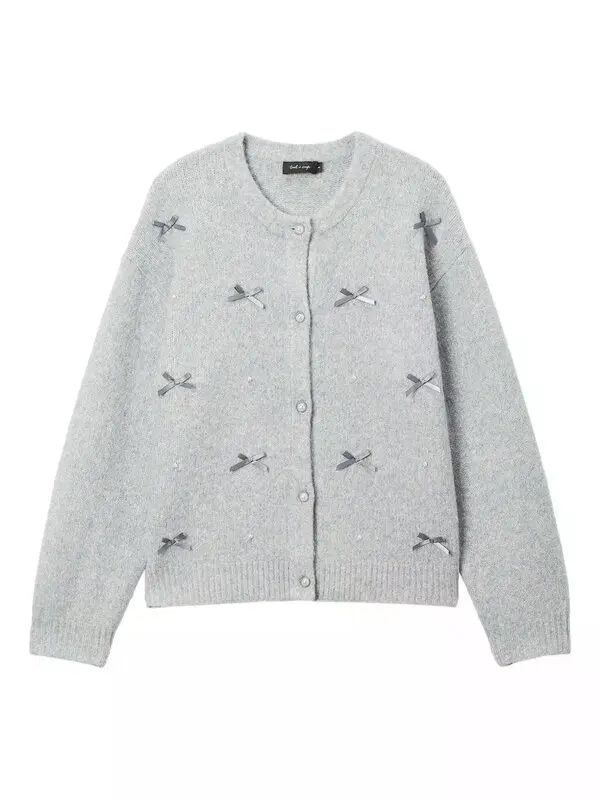 TOUT A COUP Bow-embellished Cardigan - Grey