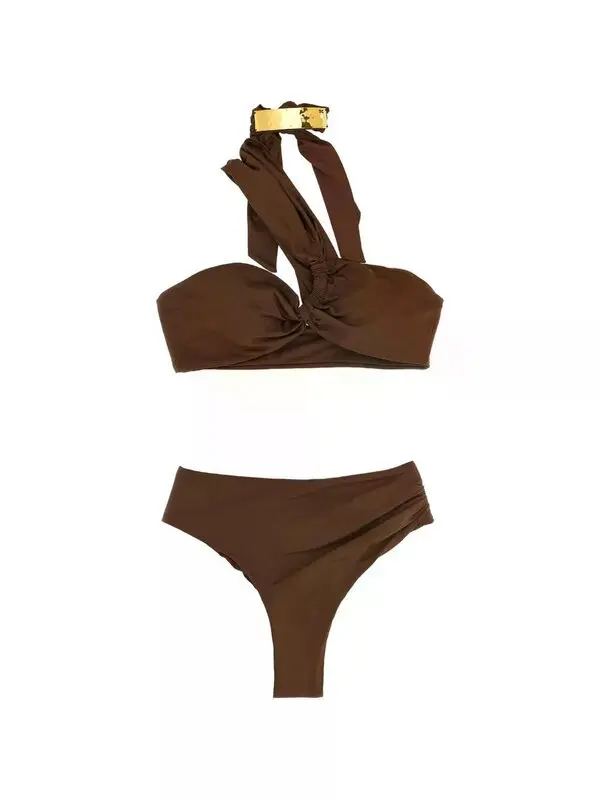 Elisabetta Franchi Tie Jewel Bikini - Brown