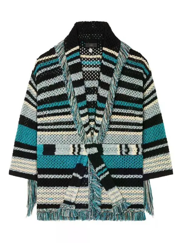 Alanui Striped Open Knit Cardigan