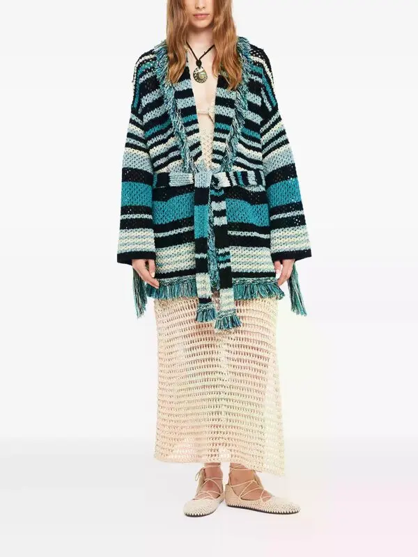 Alanui Striped Open Knit Cardigan
