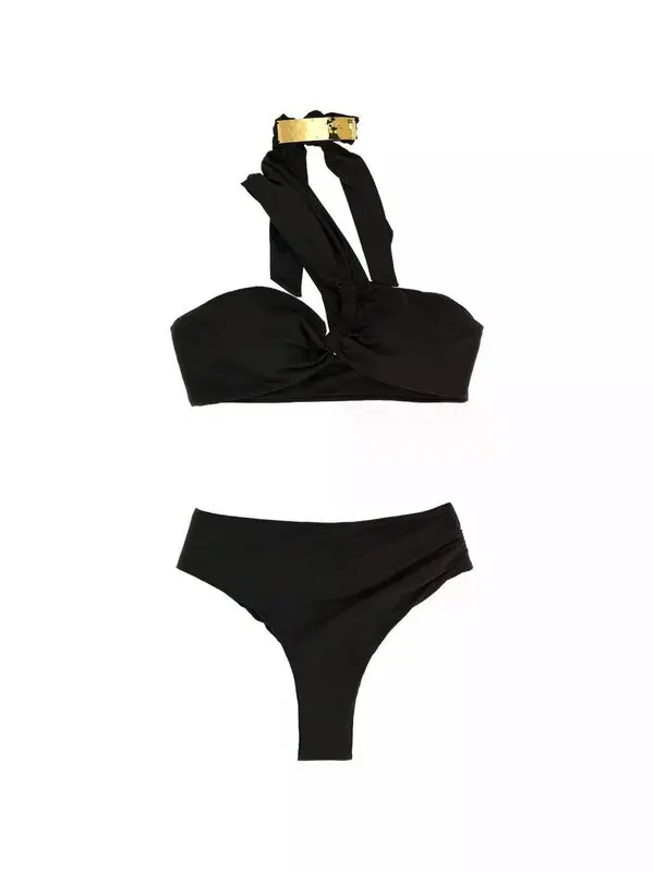 Elisabetta Franchi Jewelled One-shoulder Bikini - Black