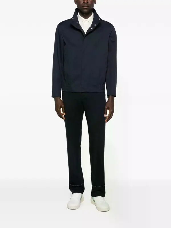 LARDINI Elasticated Hem Bomber Jacket - Blue