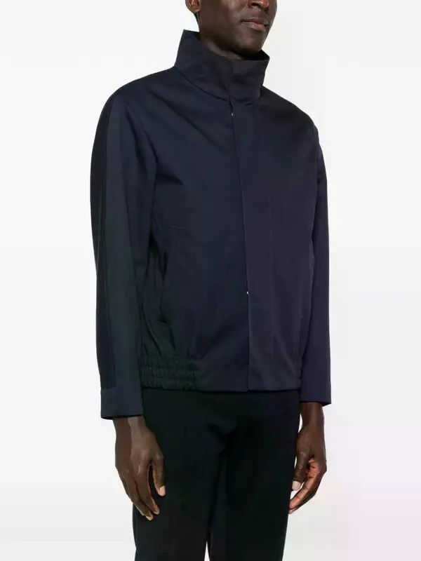 LARDINI Elasticated Hem Bomber Jacket - Blue