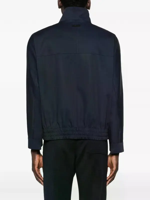 LARDINI Elasticated Hem Bomber Jacket - Blue