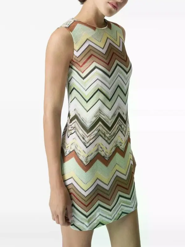 Missoni Zigzag-pattern Sleeveless Mini Dress - Green