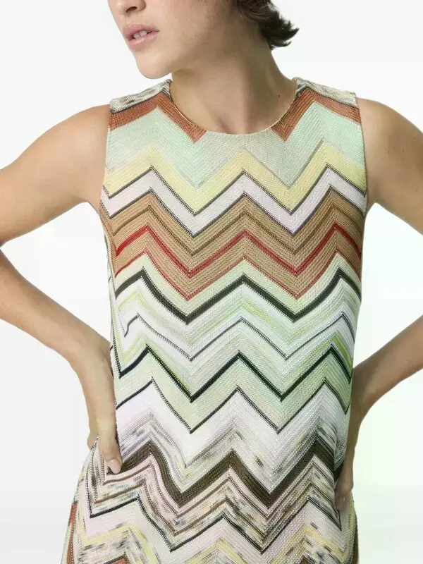 Missoni Zigzag-pattern Sleeveless Mini Dress - Green