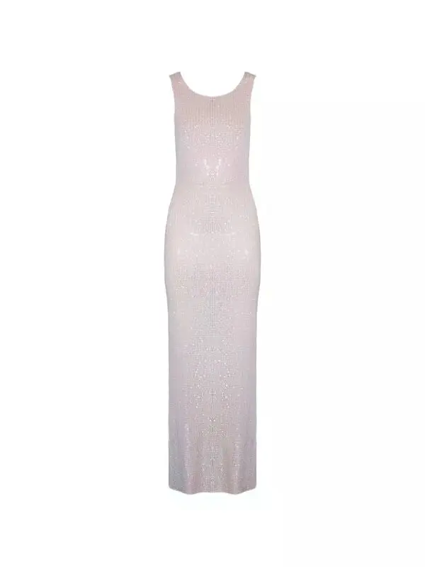 TWENTY FOURHAITCH Rhinestone Embellished Tulle Dress - Neutrals