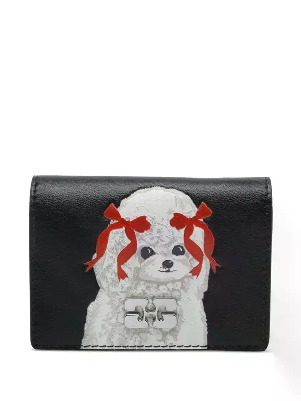 GANNI Puppy Print Clip Clutch - Black