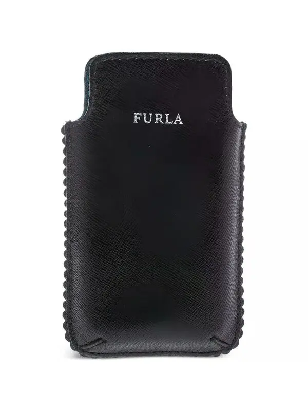 Furla Scalloped Leather Phone Case - Black