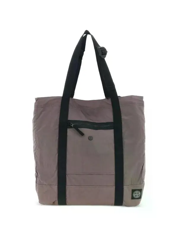 Stone Island Logo-patch Zip-fastening Tote Bag - Purple