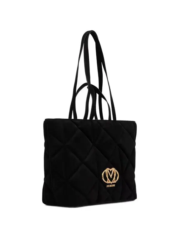 Moschino Quilted Tote Bag With Logo - Black