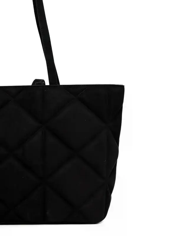 Moschino Quilted Tote Bag With Logo - Black