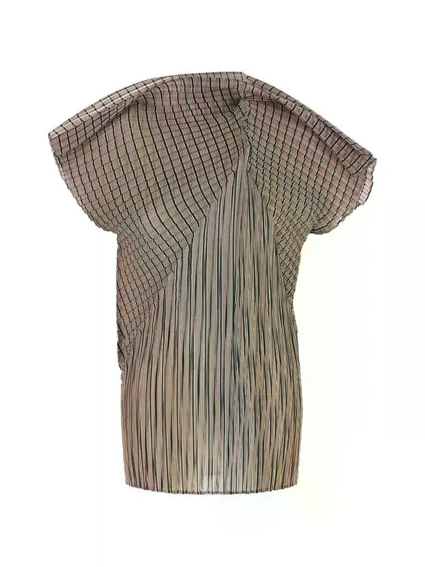 Issey Miyake Striped Pleated Top - Neutrals