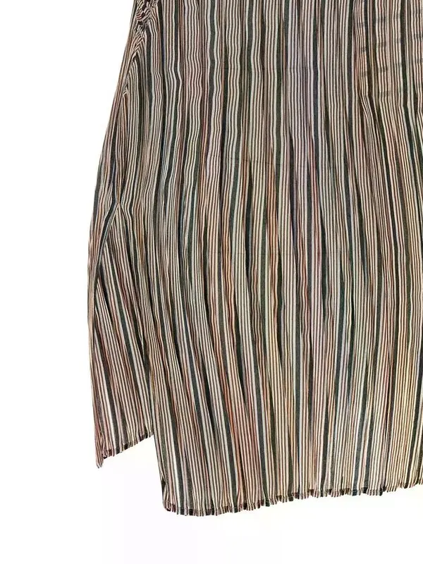 Issey Miyake Striped Pleated Top - Neutrals