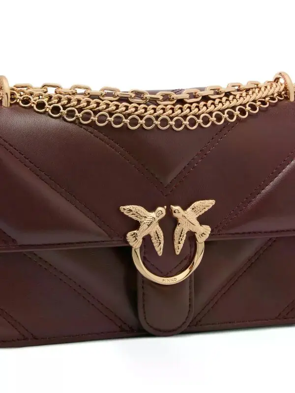 Pinko Mini Love Bag One Chevron Quilted Shoulder Bag - Brown