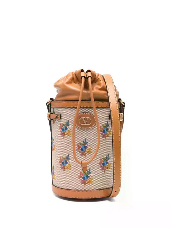 Valentino Garavani Floral-pattern Bucket Bag - Neutrals