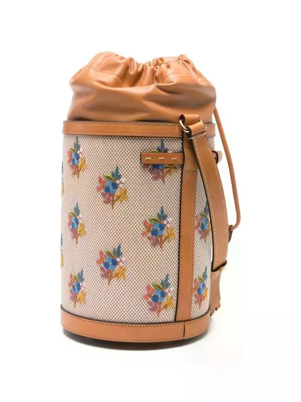 Valentino Garavani Floral-pattern Bucket Bag - Neutrals