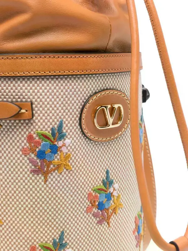 Valentino Garavani Floral-pattern Bucket Bag - Neutrals