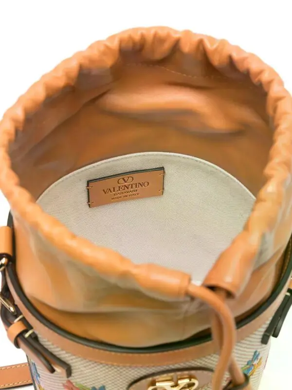 Valentino Garavani Floral-pattern Bucket Bag - Neutrals