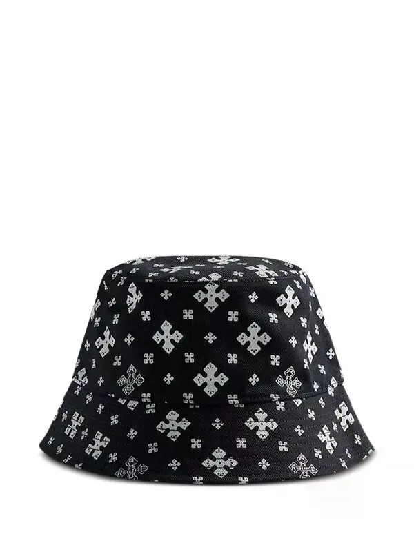 Rhude Cross Pattern Bucket Hat - Black