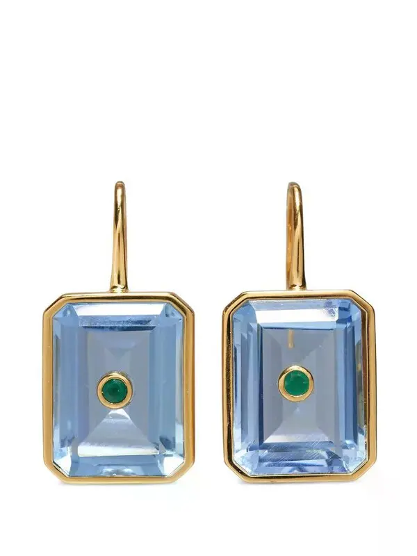 LIZZIE FORTUNATO Emerald Glacier-tile Earrings - Gold