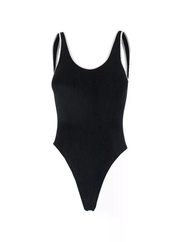 Hunza G Faye Contrast-trim Swimsuit - Black